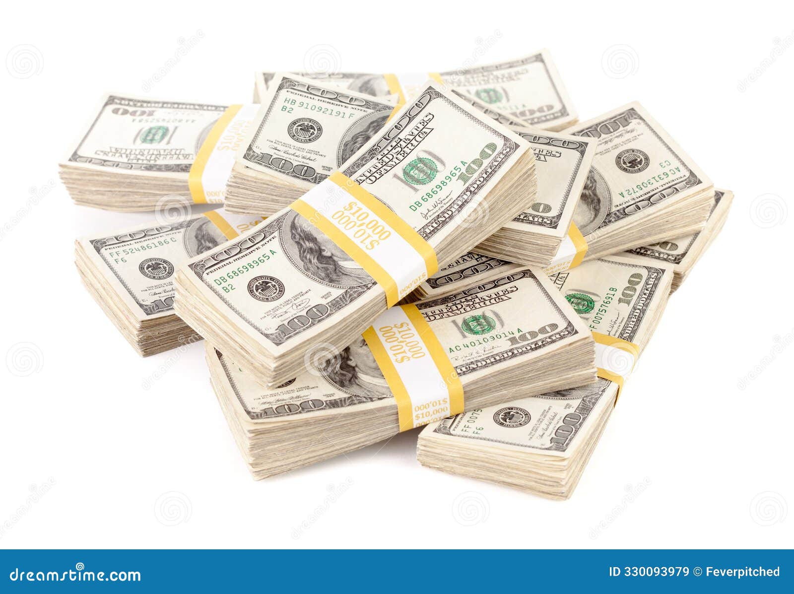 Tens of Thousands of Dollar Stacks of One Hundred Dollar Bills Isolated ...