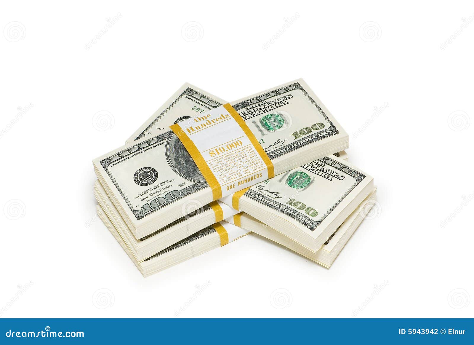 Ten Thousand Dollar Stacks on the White Stock Photo - Image of savings ...