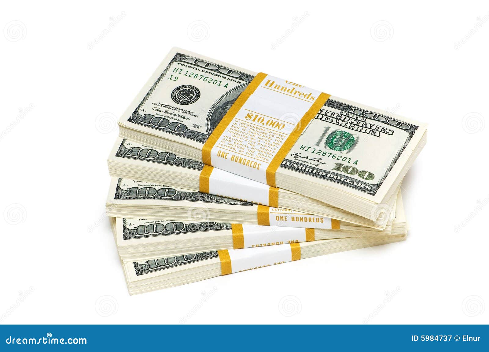 Ten Thousand Dollar Stacks on the White Stock Image - Image of savings ...