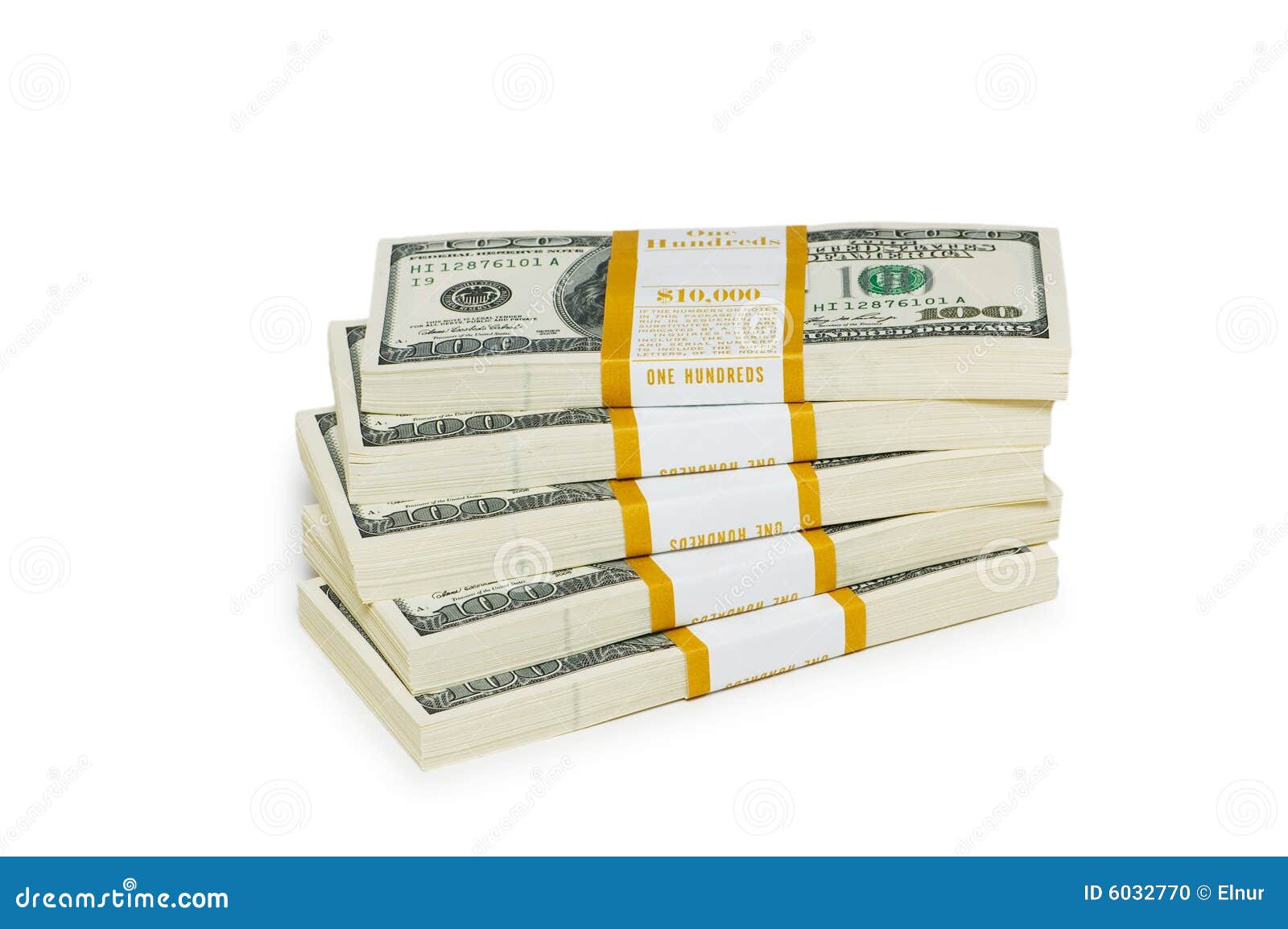 Ten Thousand Dollar Stacks on the White Stock Photo - Image of finance ...