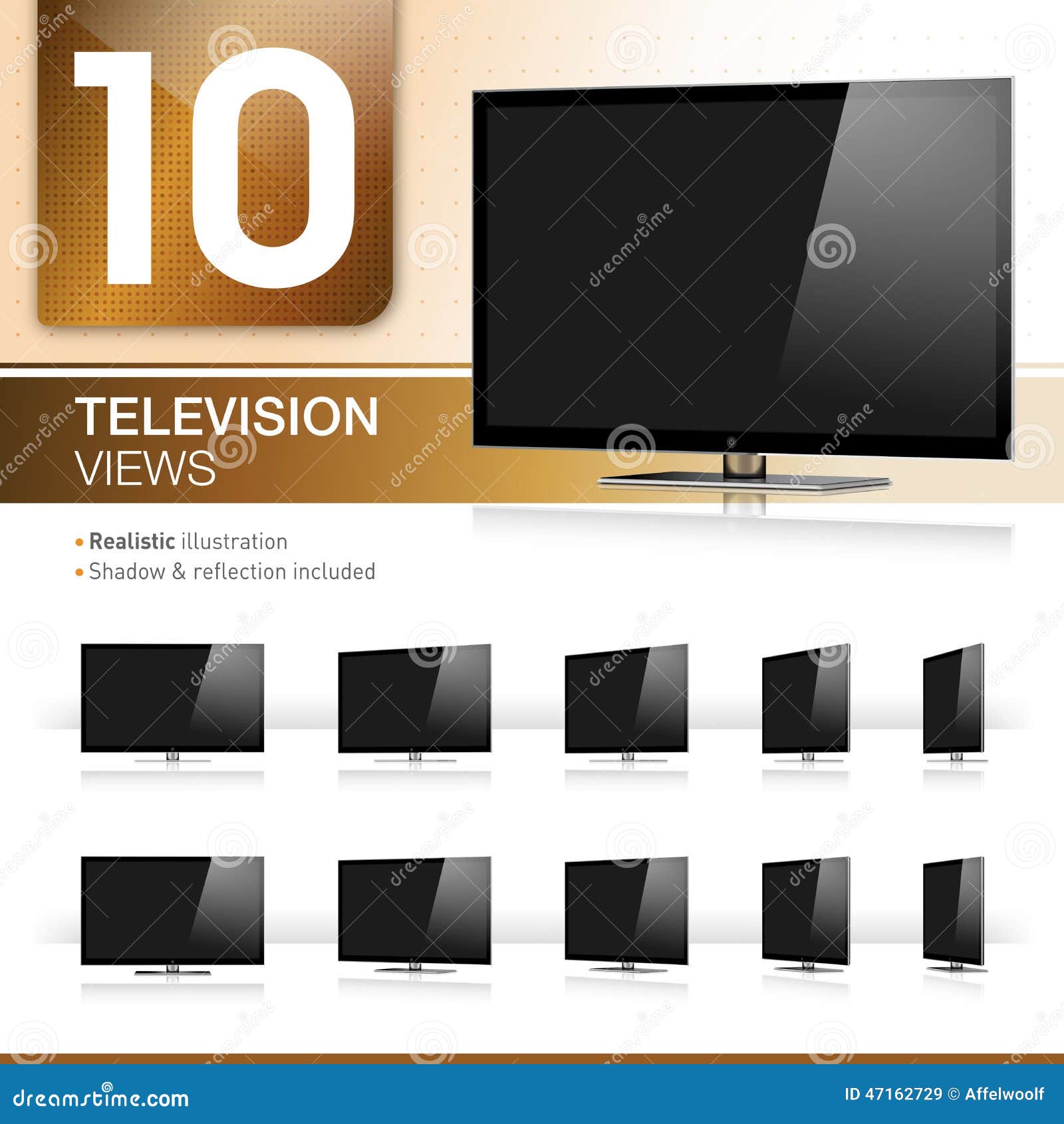 Ten TV Views - Realistic stock vector. Illustration of display - 47162729