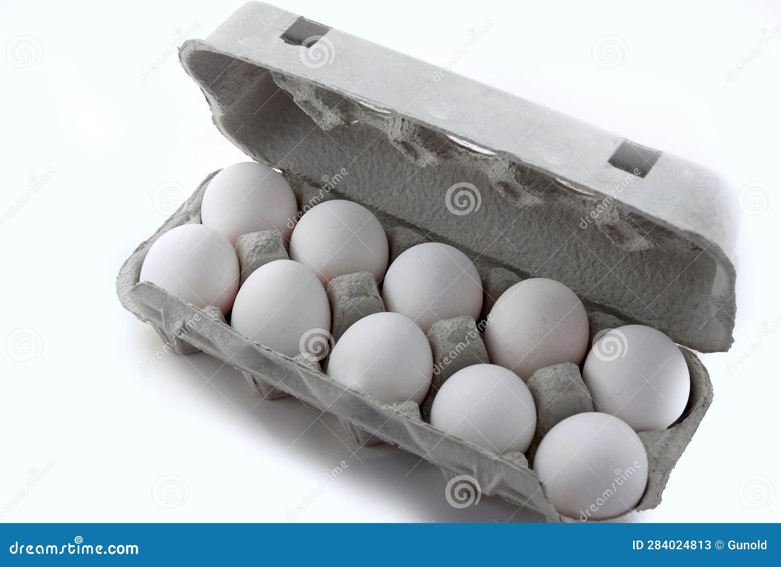 Carton with Ten Eggs Isolated on White Stock Image - Image of tray ...