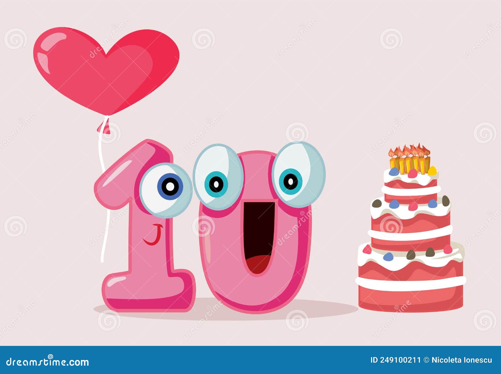 Ten Years Anniversary Vector Card Template Design Stock Vector ...