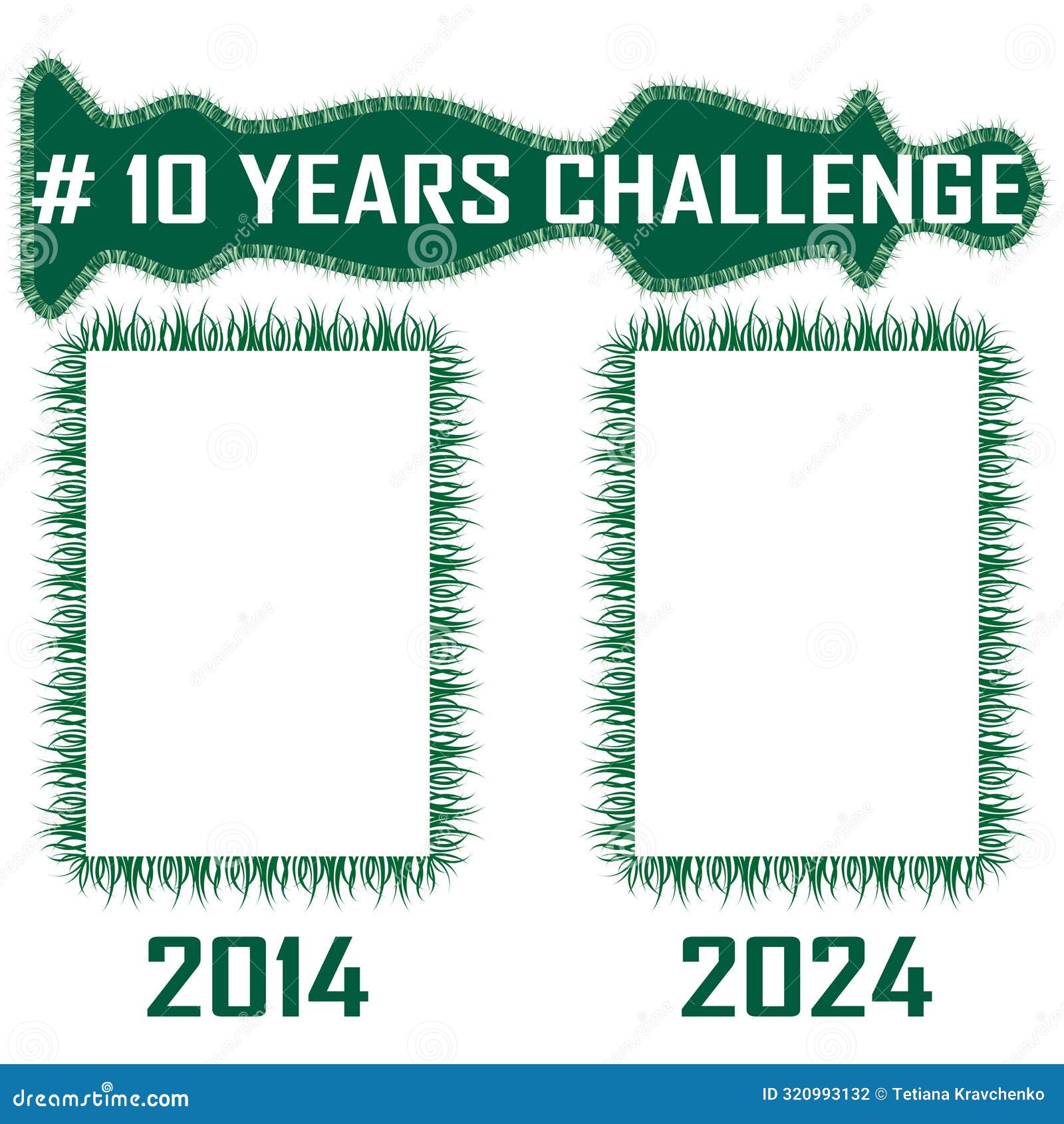 Ten Years Challenge. Grass Frame Template. Green Text Banner. Vector ...