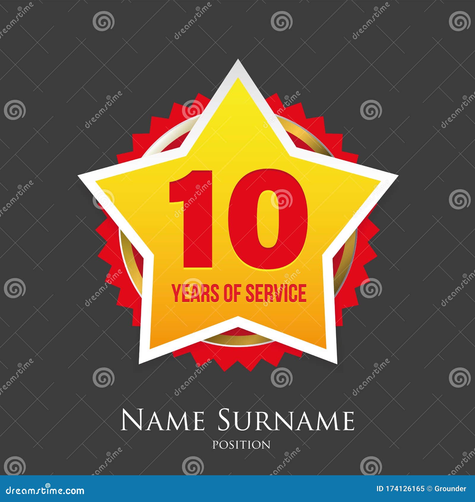 Ten Years of Service Award Badge Stock Vector - Illustration of years ...