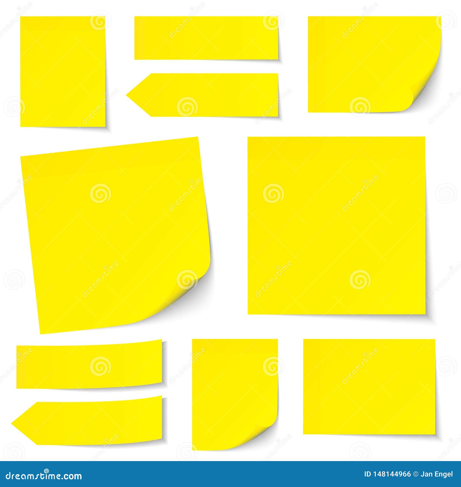Set of Yellow Stick Notes stock vector. Illustration of notepad - 148144966
