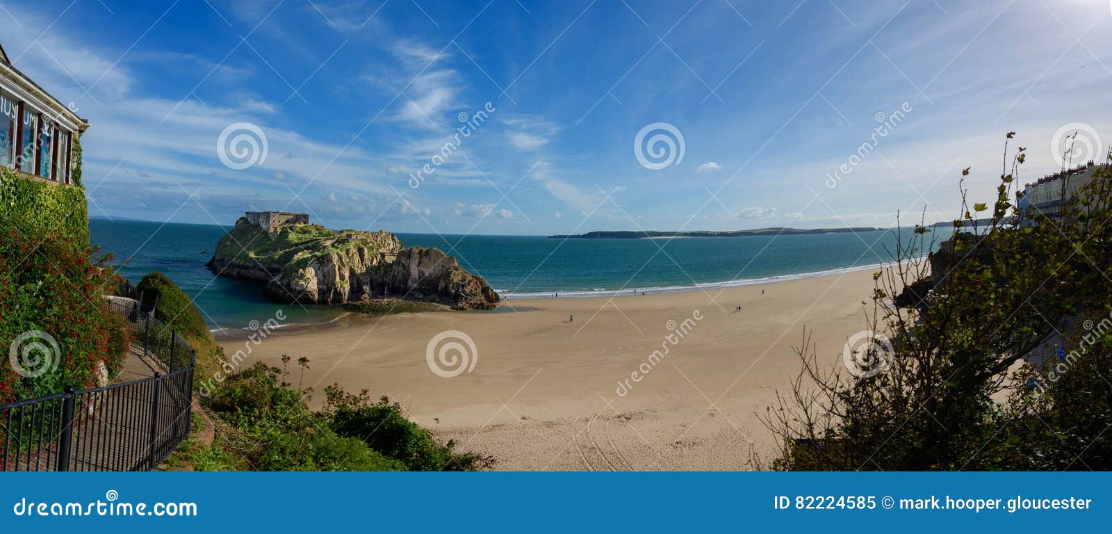 Tenby Castle, Panoramic Beach View Stock Image - Image of beach, tenby ...
