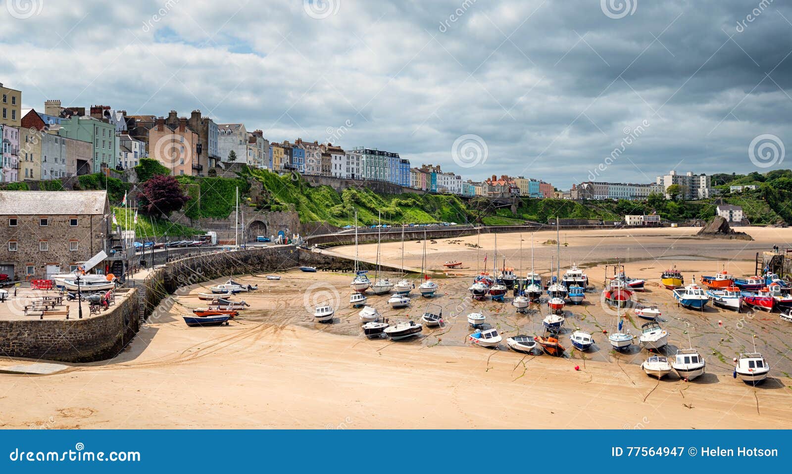 Tenby Harbour in Wales stock image. Image of houses, coastal - 77564947