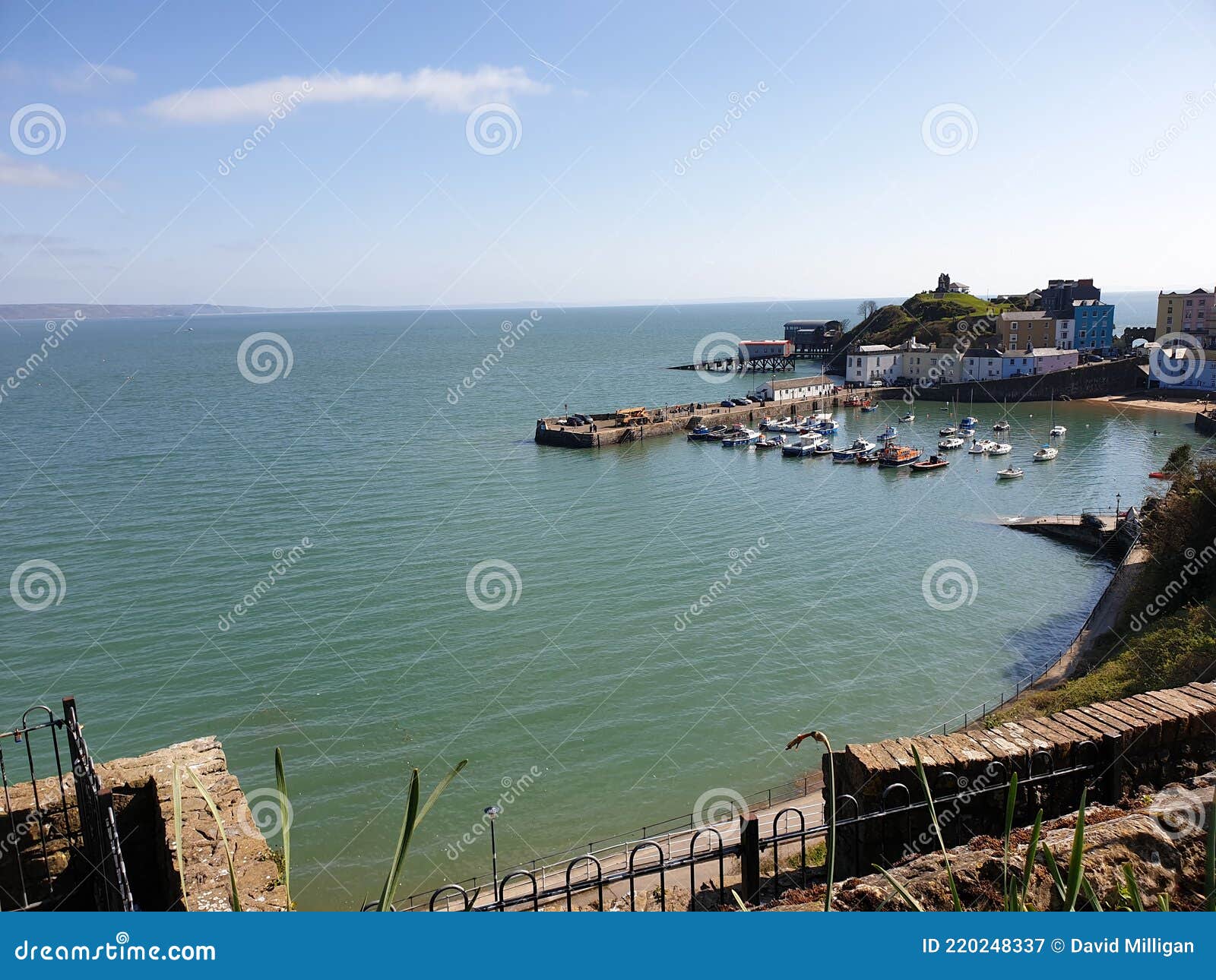 Tenby Harbour in Wales stock image. Image of boats, wall - 220248337