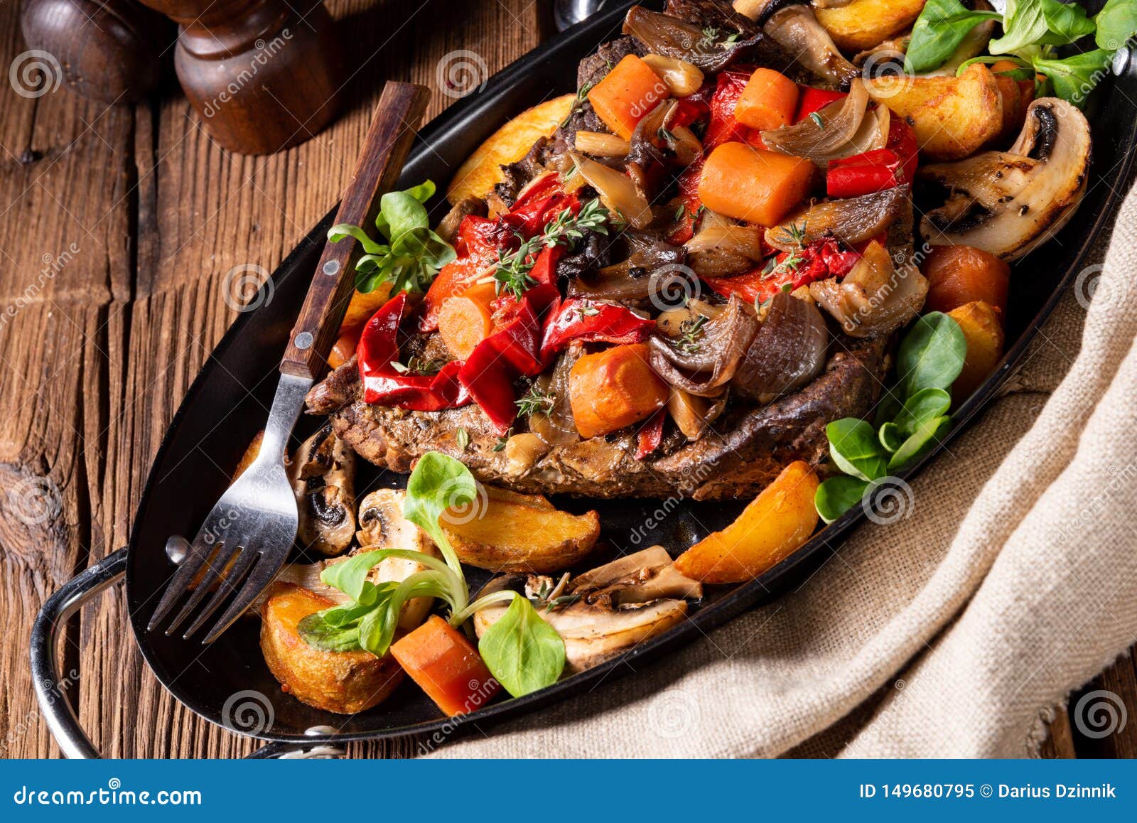 Tender Beef Topped with Various Vegetables Stock Image - Image of ...
