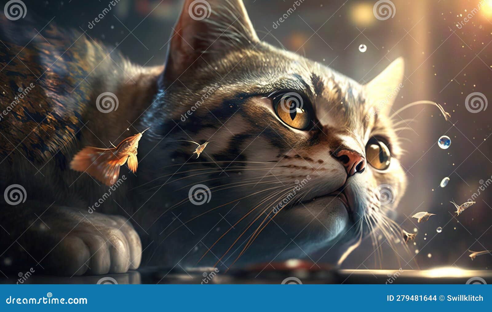 Tender Cat Cuddling. Cute Delicate Kitten. Generated AI. Stock ...