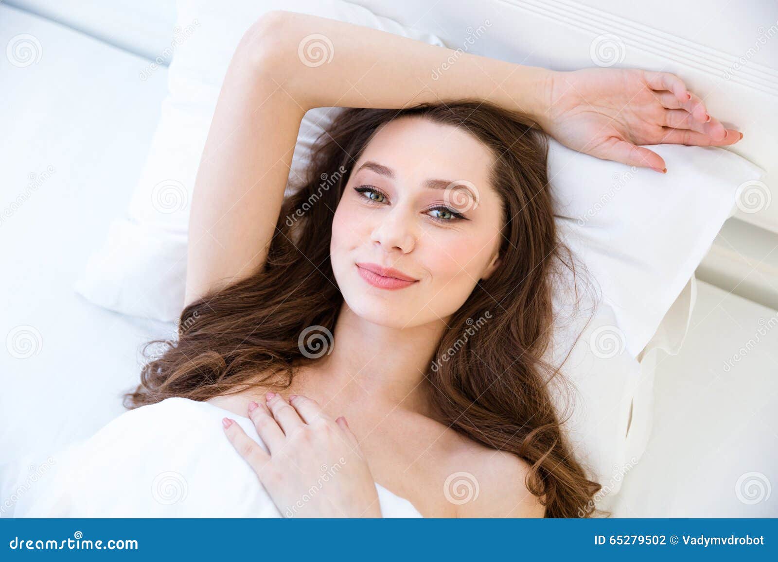Tender Charming Woman Relaxing in Bed Stock Photo - Image of bedroom ...