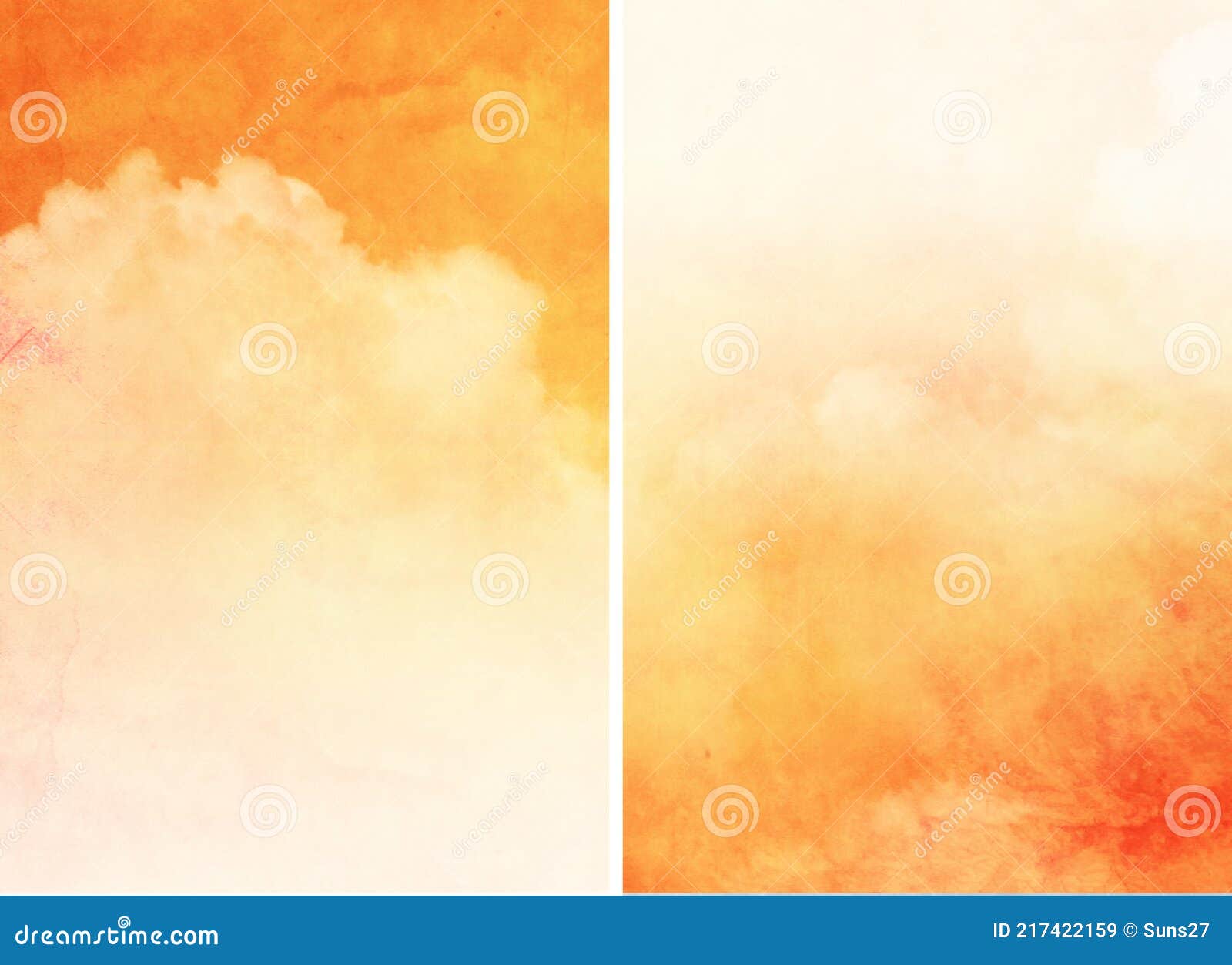 Tender Color Sky with Clouds in Two Backgrounds Stock Illustration ...