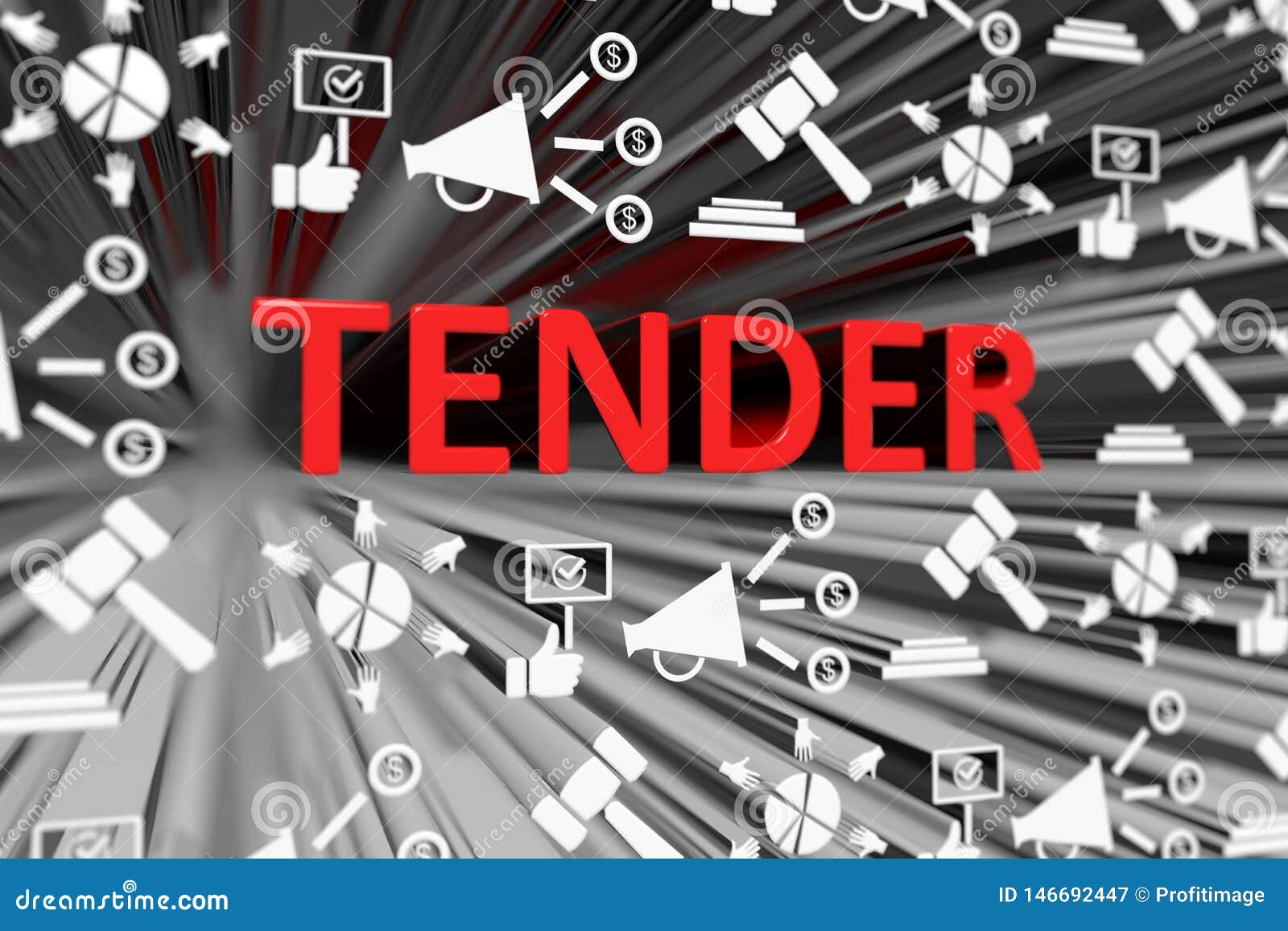 TENDER Concept Blurred Background Stock Illustration - Illustration of ...