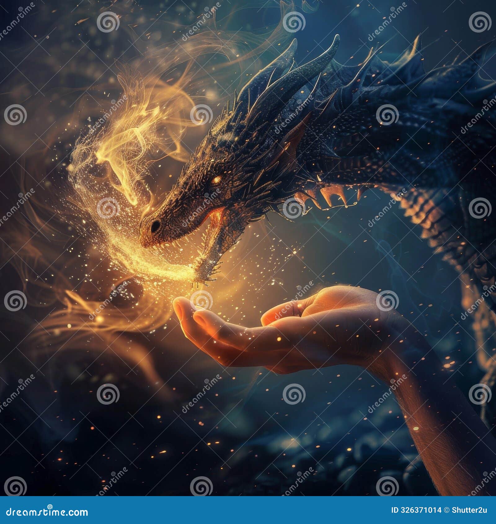 Tender Connection Between Hand And Dragon Stock Photo | CartoonDealer ...