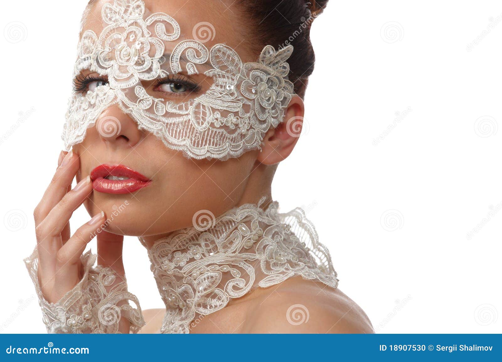 Tender Face in Lace Mask Over Her Eyes Stock Photo - Image of accessory ...