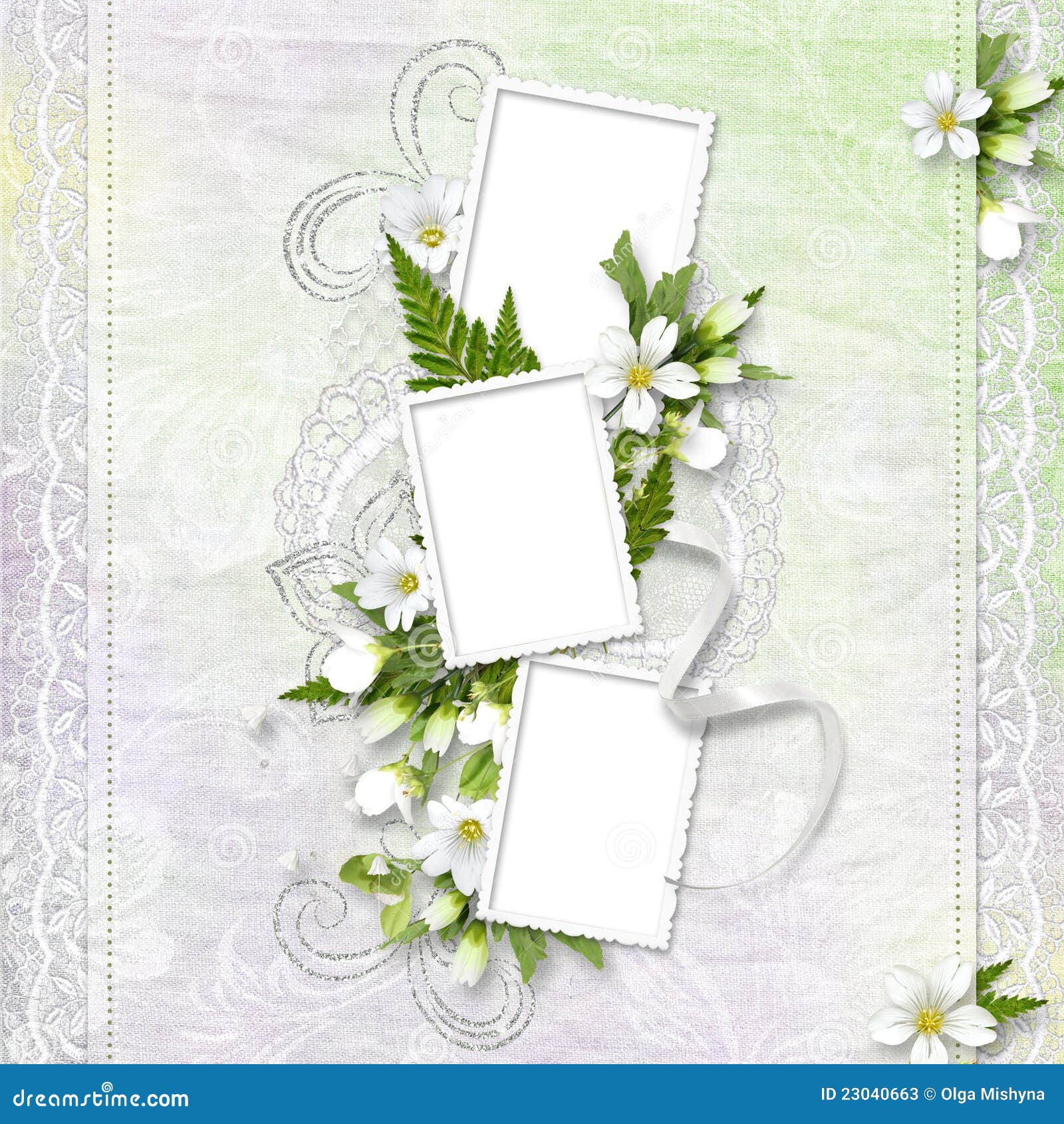 Tender Frame for Three Photos Stock Illustration - Illustration of leaf ...