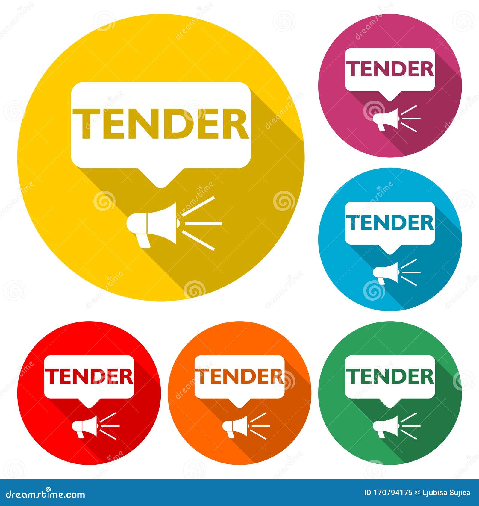 Tender Icon with Long Shadow Stock Vector - Illustration of icon, arrow ...