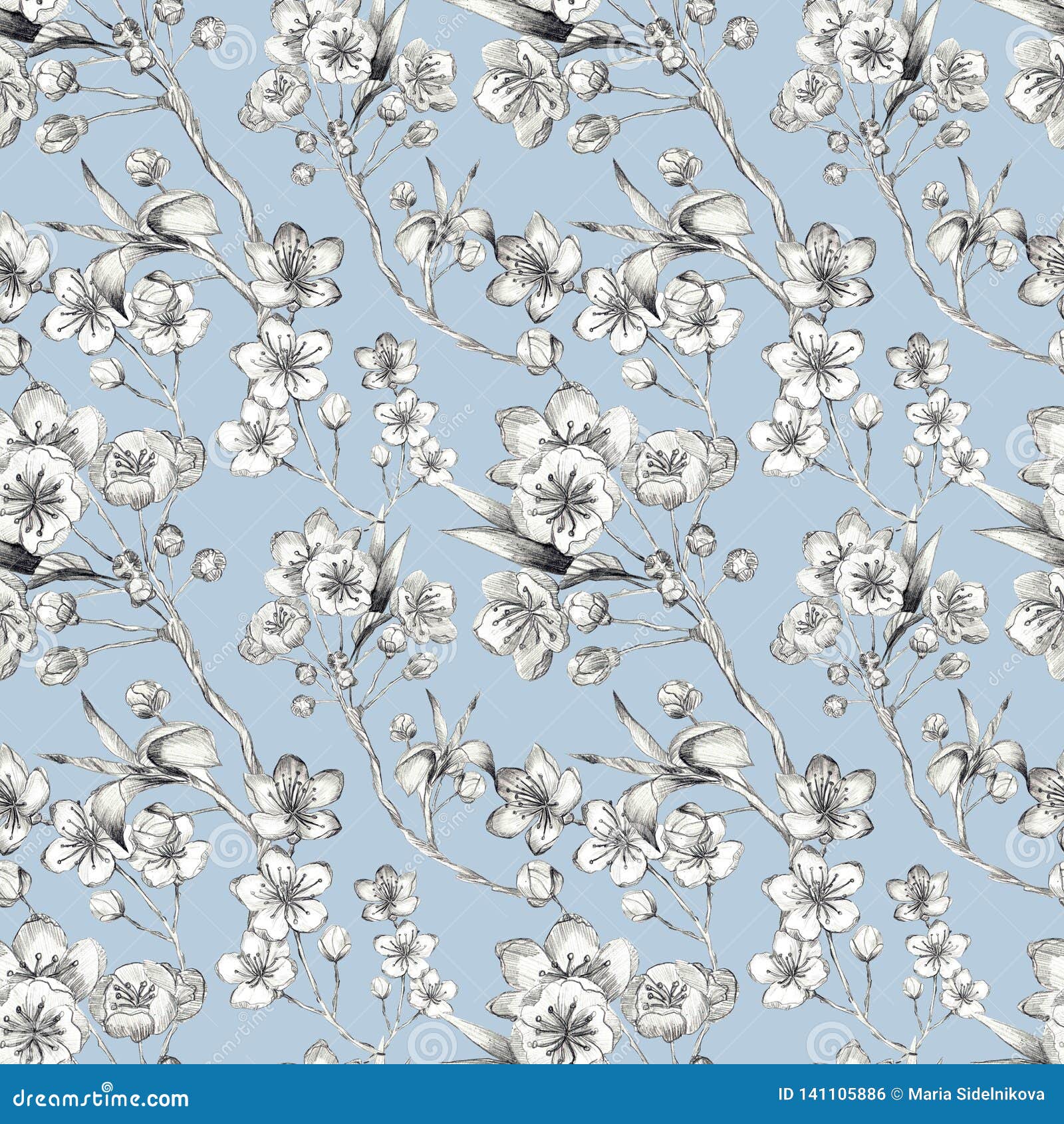 Tender Sakura Seamless Pattern Stock Illustration - Illustration of ...