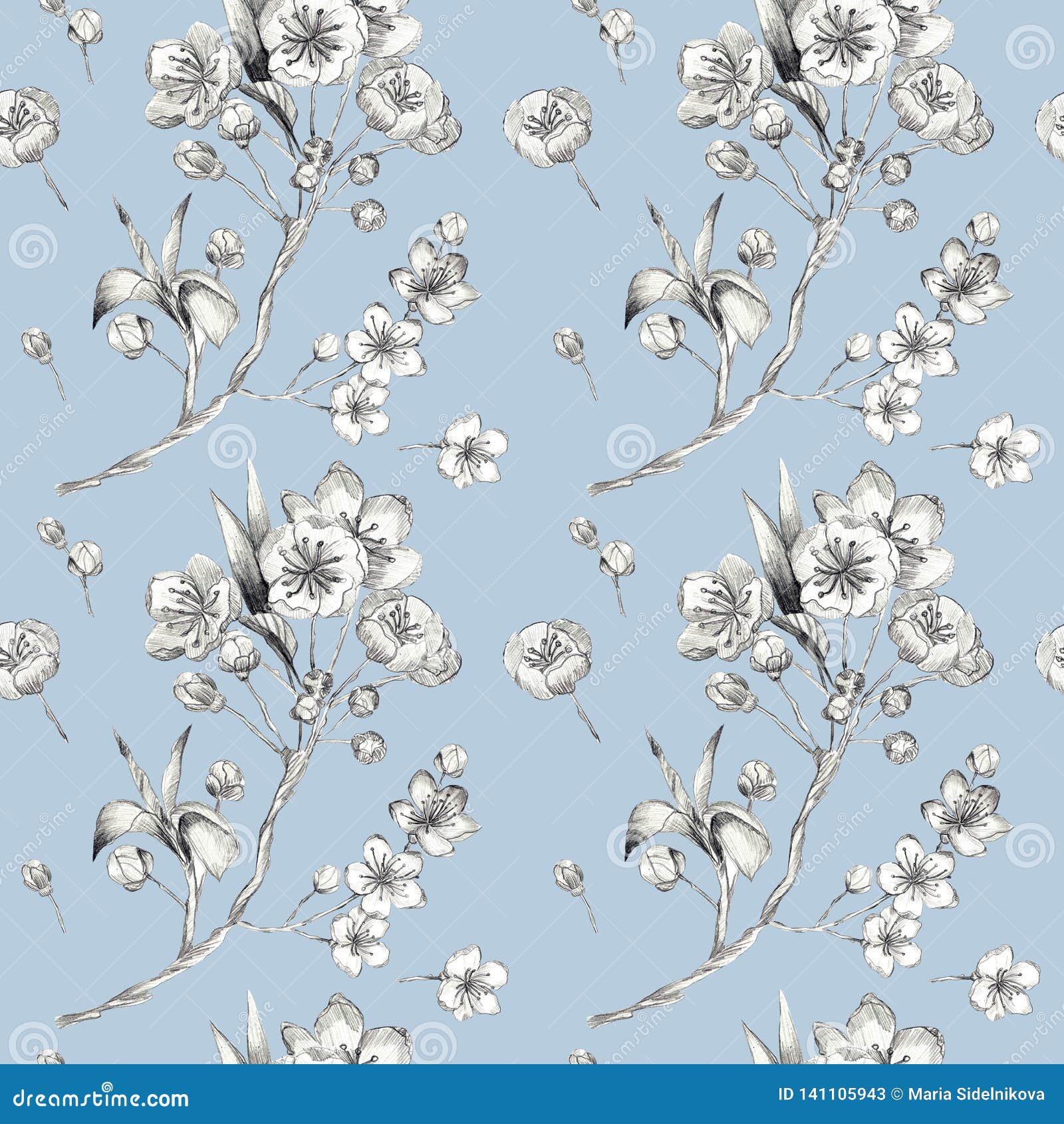 Tender Sakura Seamless Pattern Stock Illustration - Illustration of ...