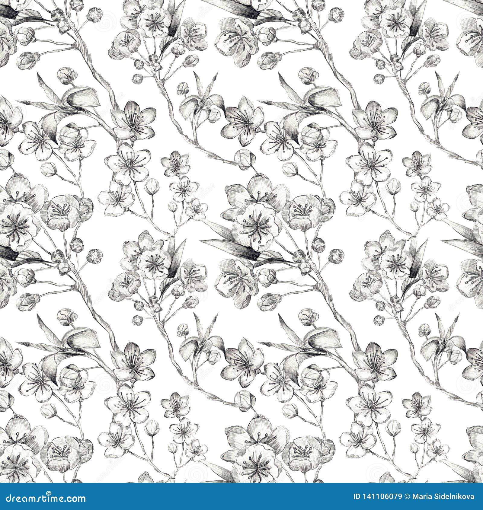 Tender Sakura Seamless Pattern Stock Illustration - Illustration of ...