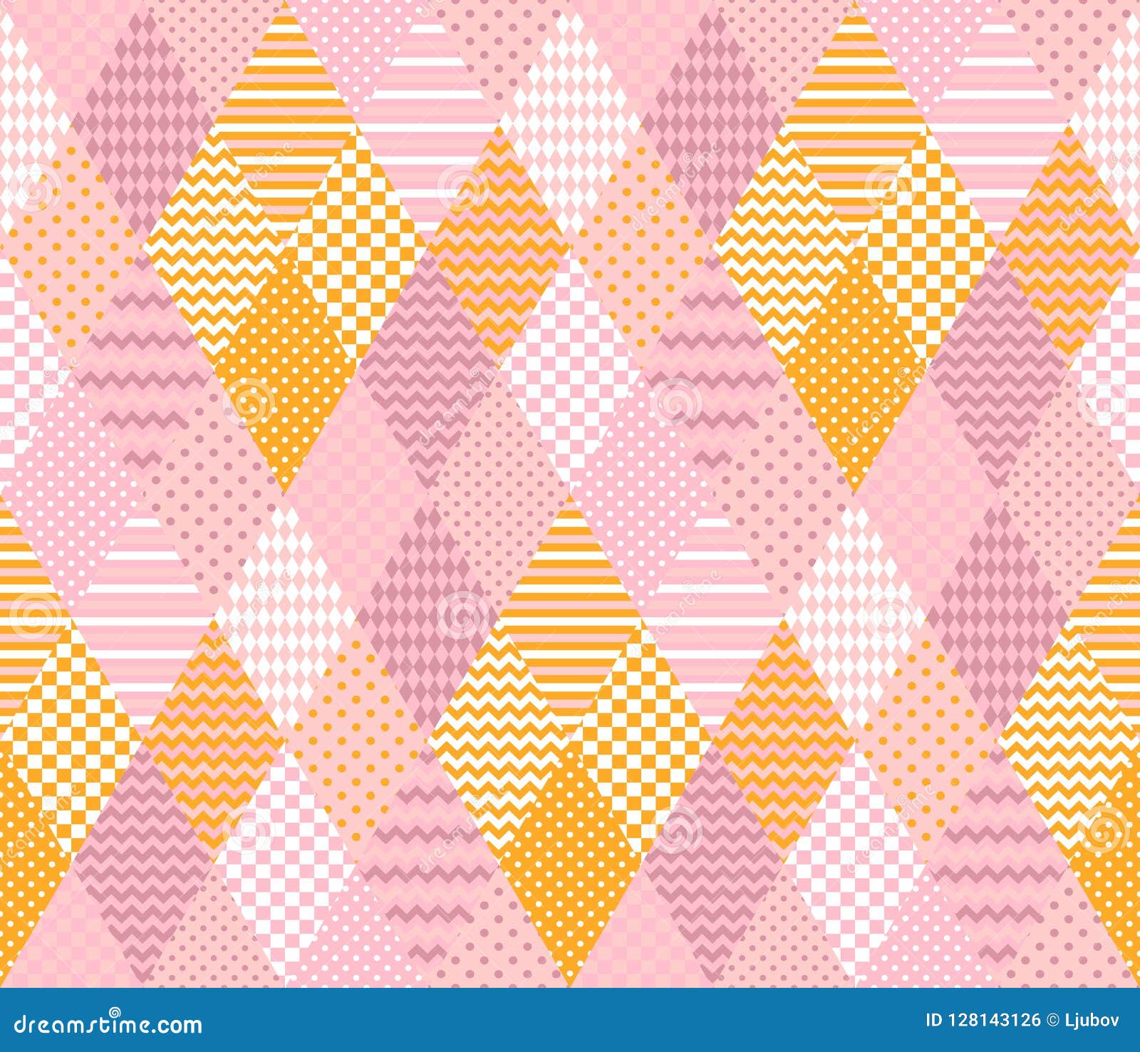 Tender Seamless Pattern. Elegant Patchwork in Pink and Yellow Colors ...