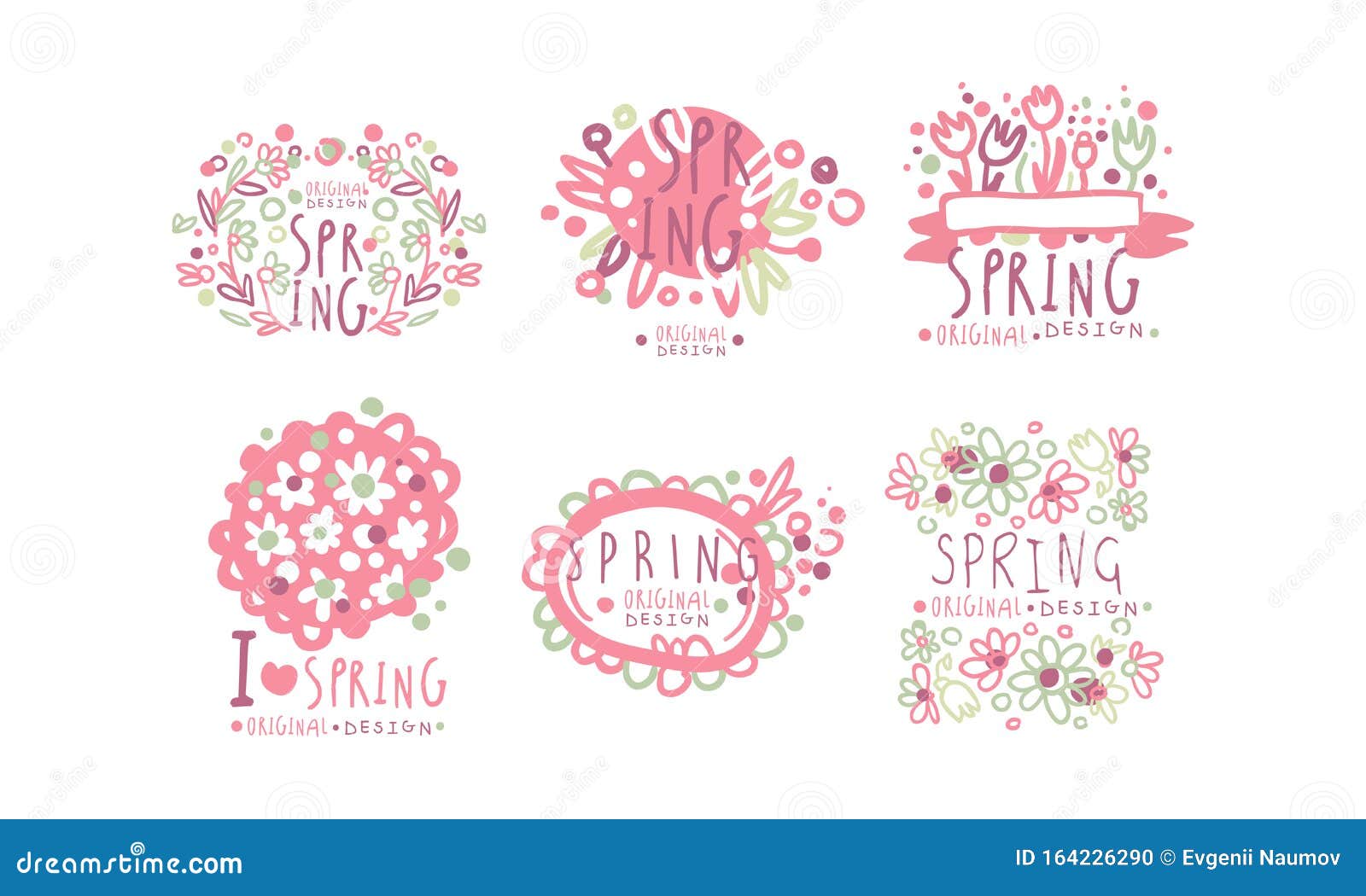 Tender Spring Labels and Logos with Original Design Concept Vector Set ...