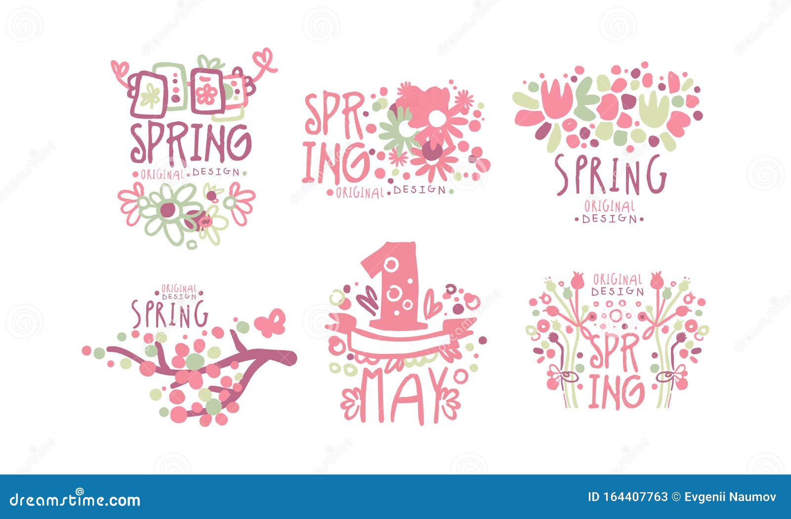 Tender Spring Labels and Logos with Original Design Concept Vector Set ...
