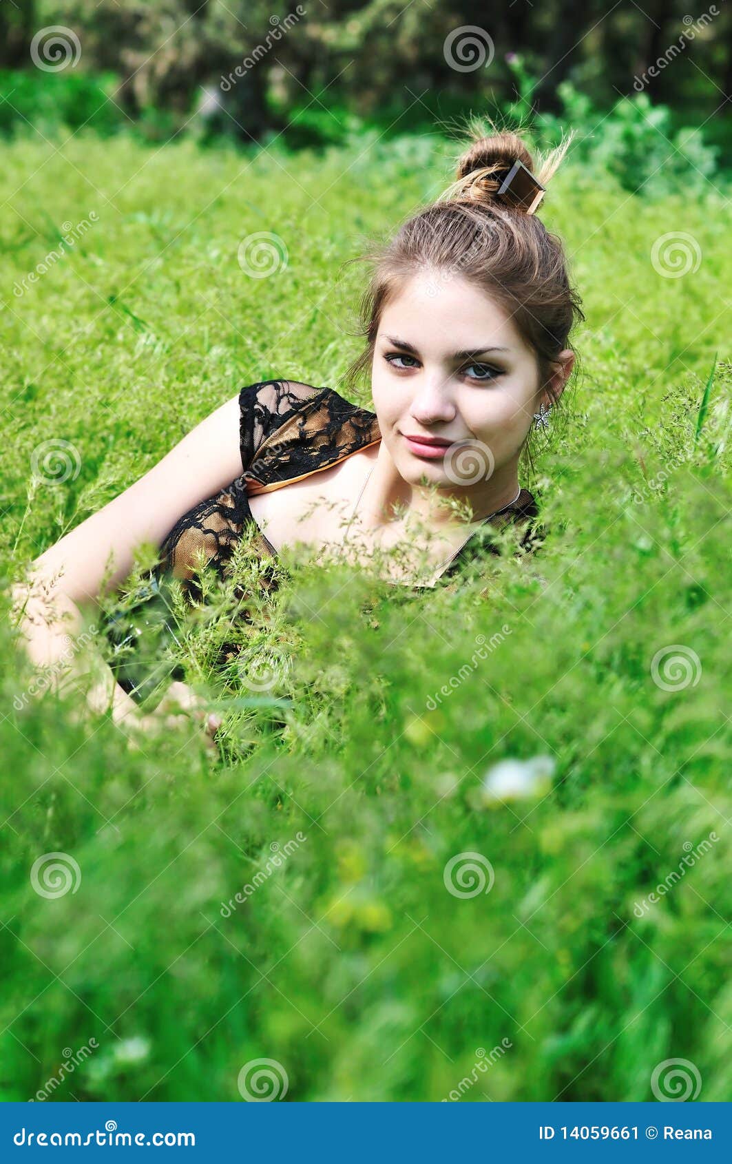 Tender teen in grass stock image. Image of freedom, enjoyment - 14059661