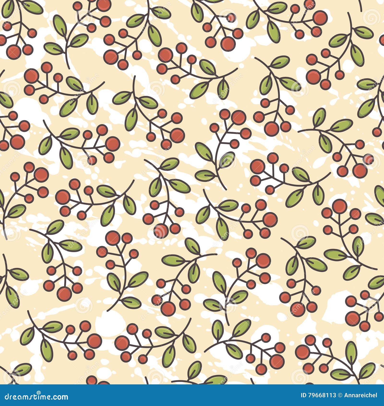 Tender Twigs Seamless Patterns Collection Stock Vector - Illustration ...