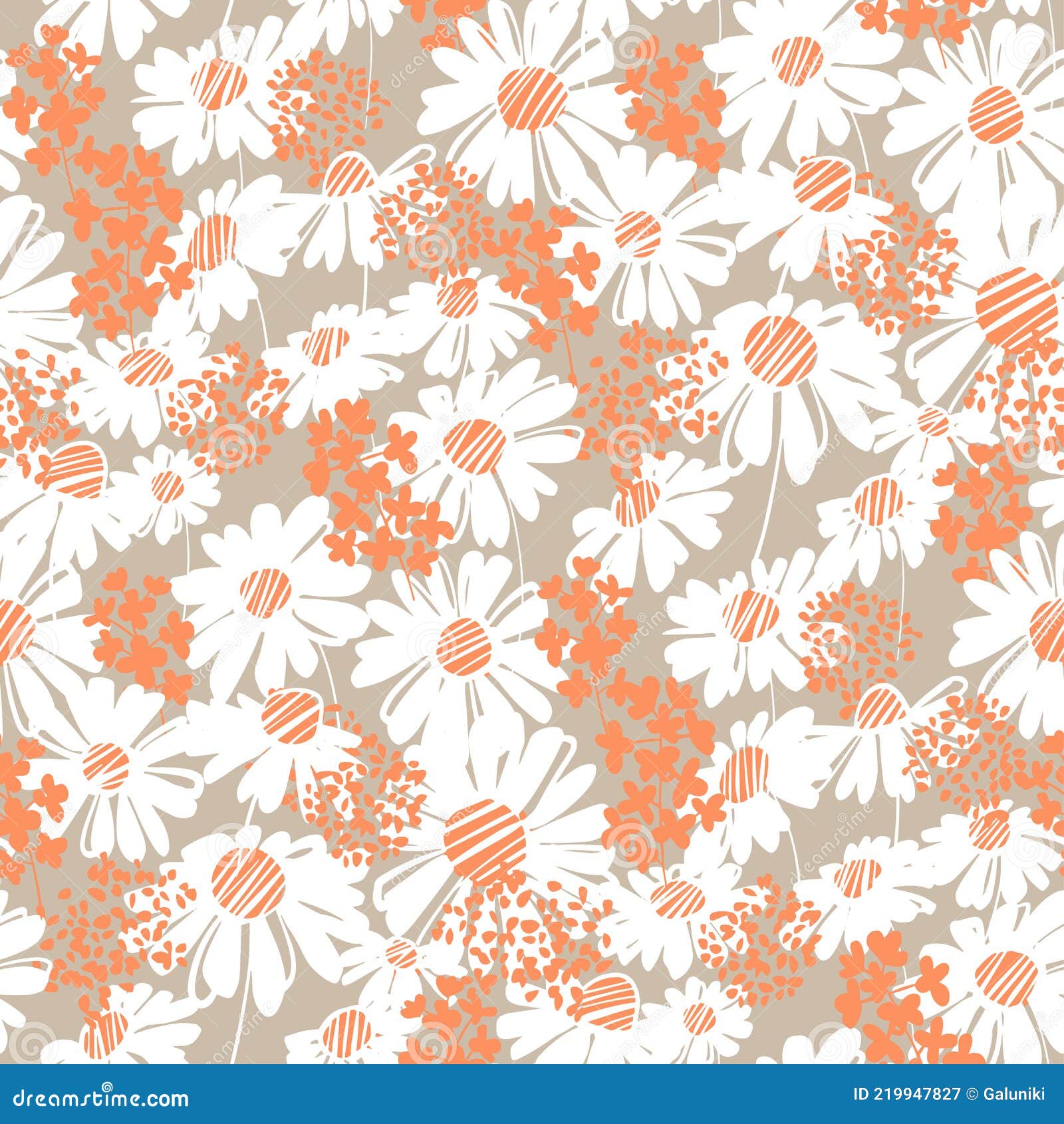 Tender White Daisy Flower Seamless Pattern Stock Vector - Illustration ...