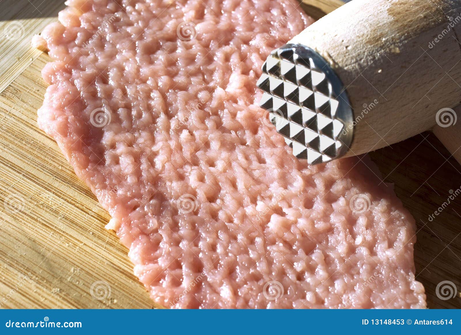 Tenderizing meat stock image. Image of steak, board, wooden - 13148453