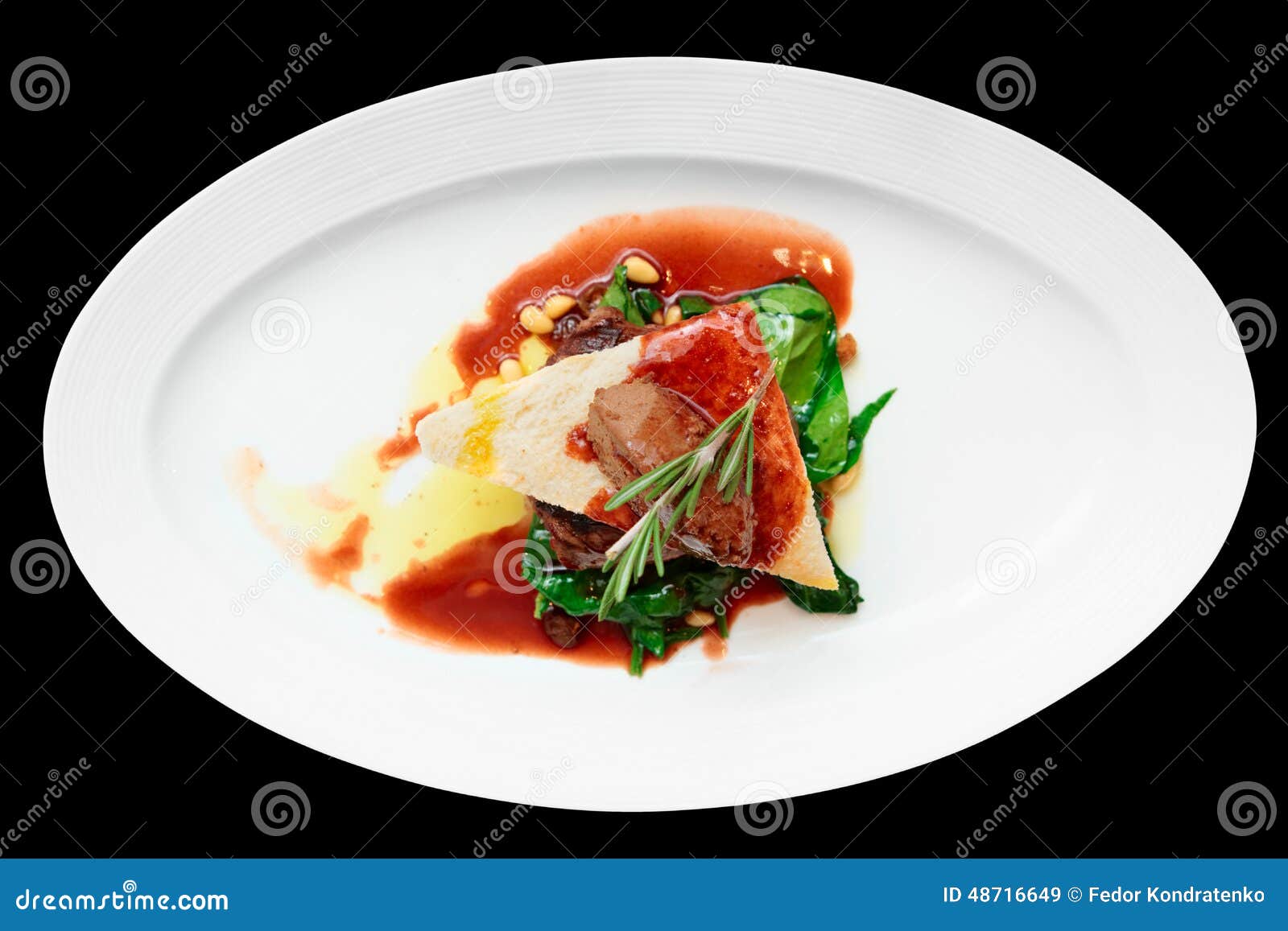 Tenderloin Steak with Beef Terrine and Spinach, Isolated Stock Image ...