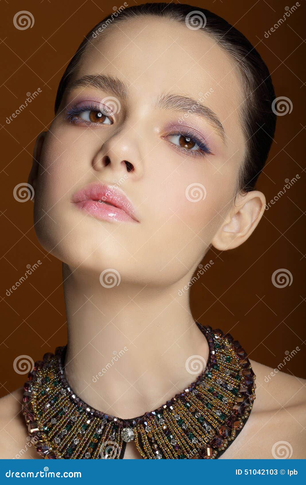 Tenderness. Femininity. Portrait of Young Brunette Stock Image - Image ...