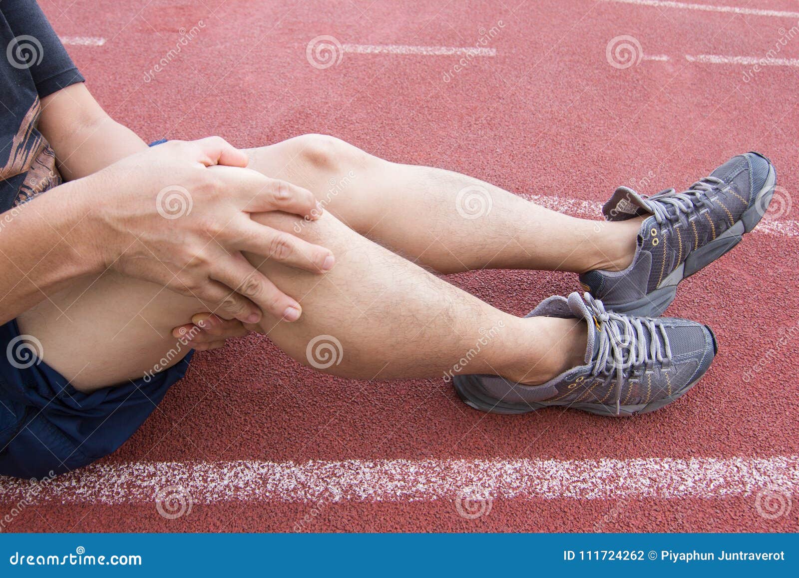 Tendon Knee Joint Problems On Woman Leg Indicated With Red Spot Royalty ...