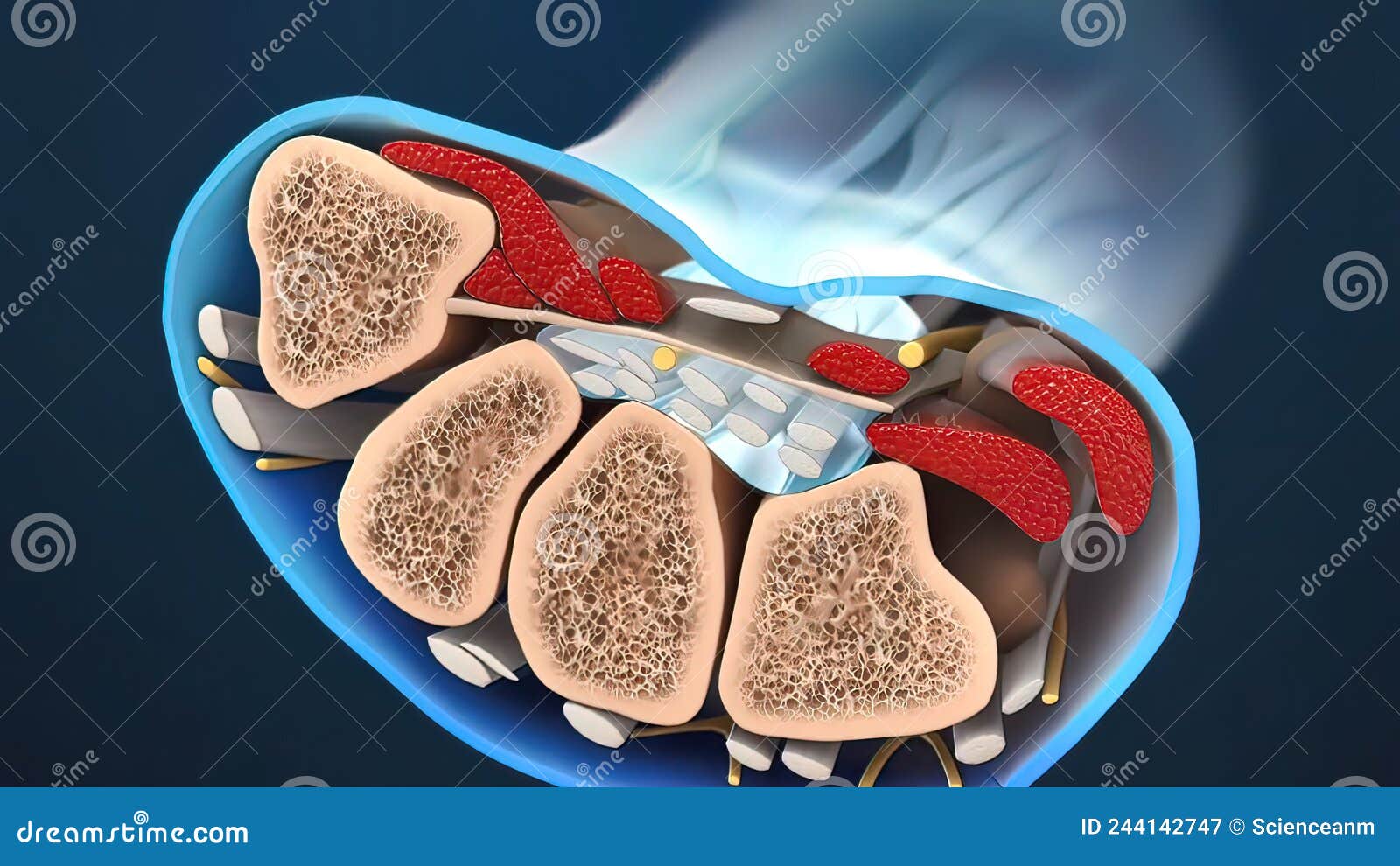 Tendon and Nerve in the Hand Stock Illustration - Illustration of ...
