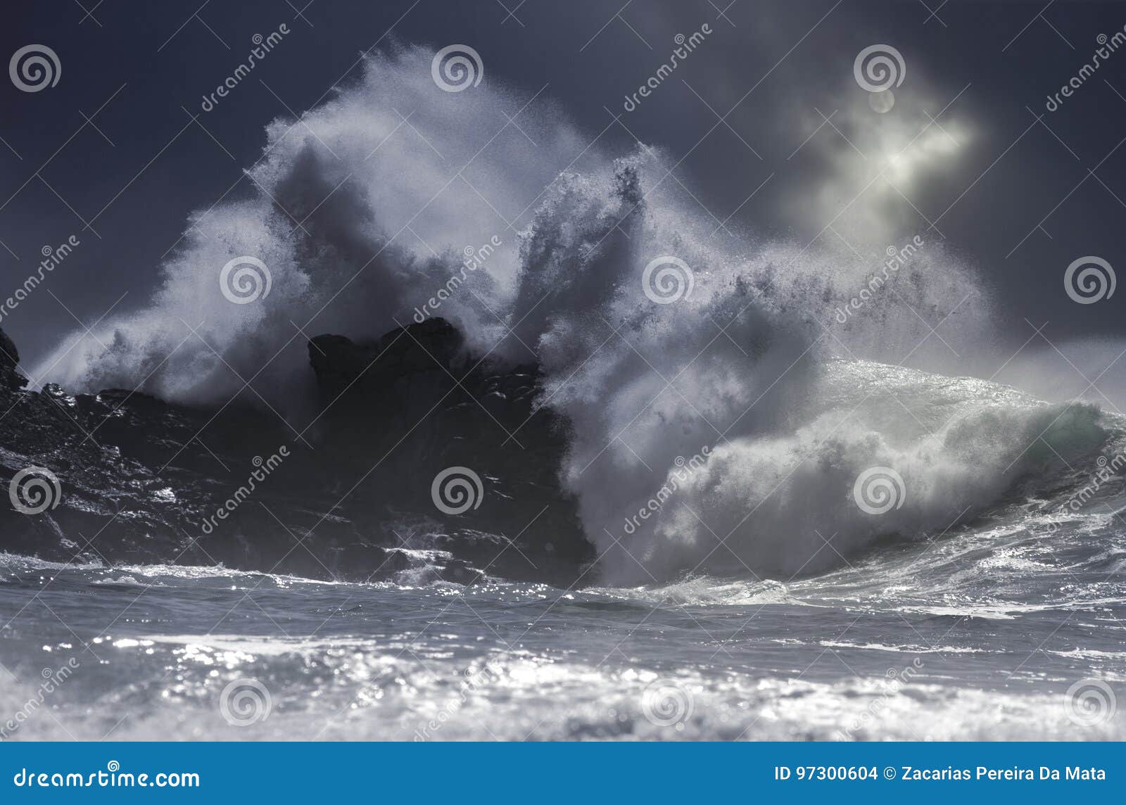 Tenebrous Full Moon Night on the Coast Stock Photo - Image of danger ...