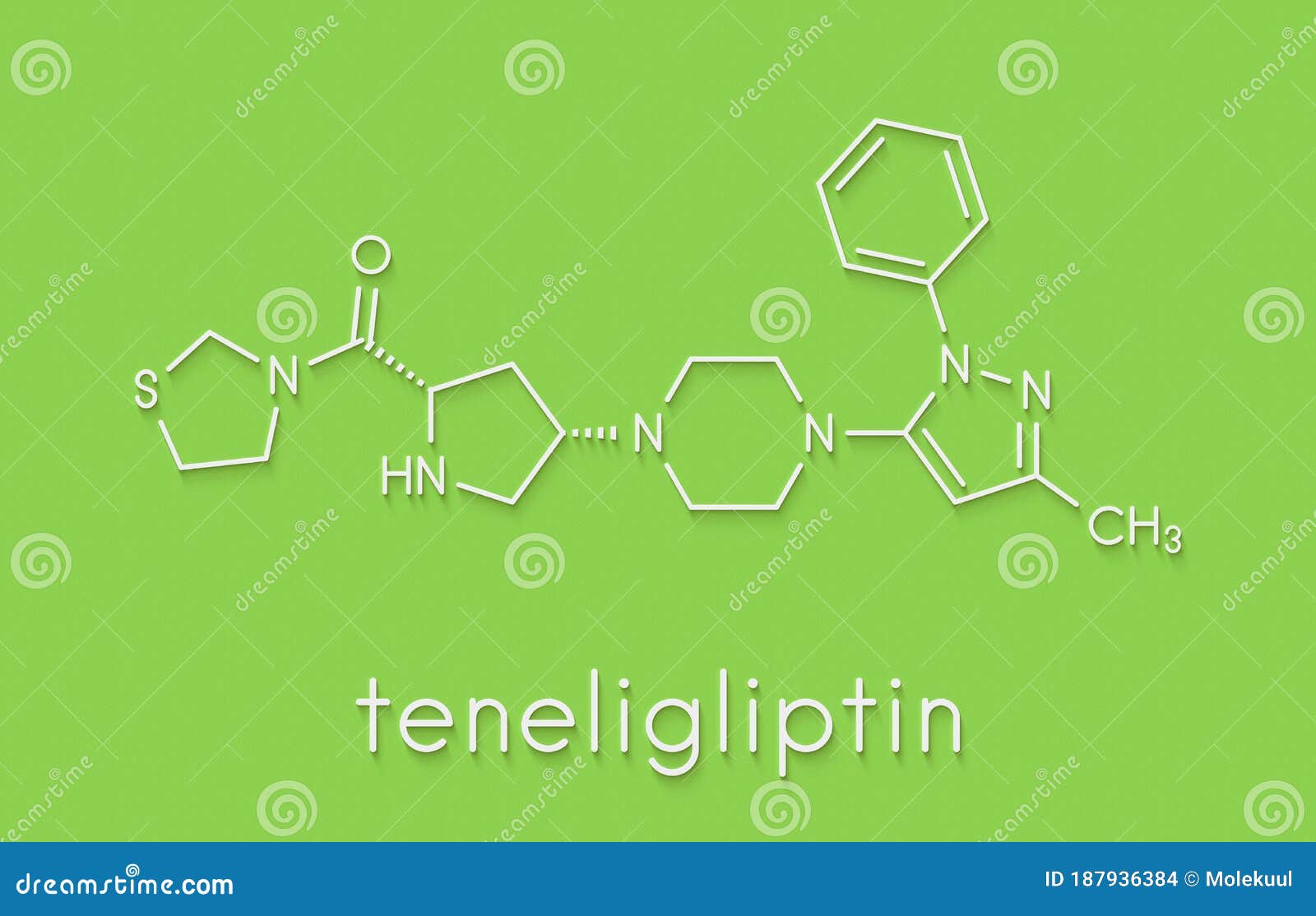 Teneligliptin Diabetes Drug Molecule. Skeletal Formula. Stock ...