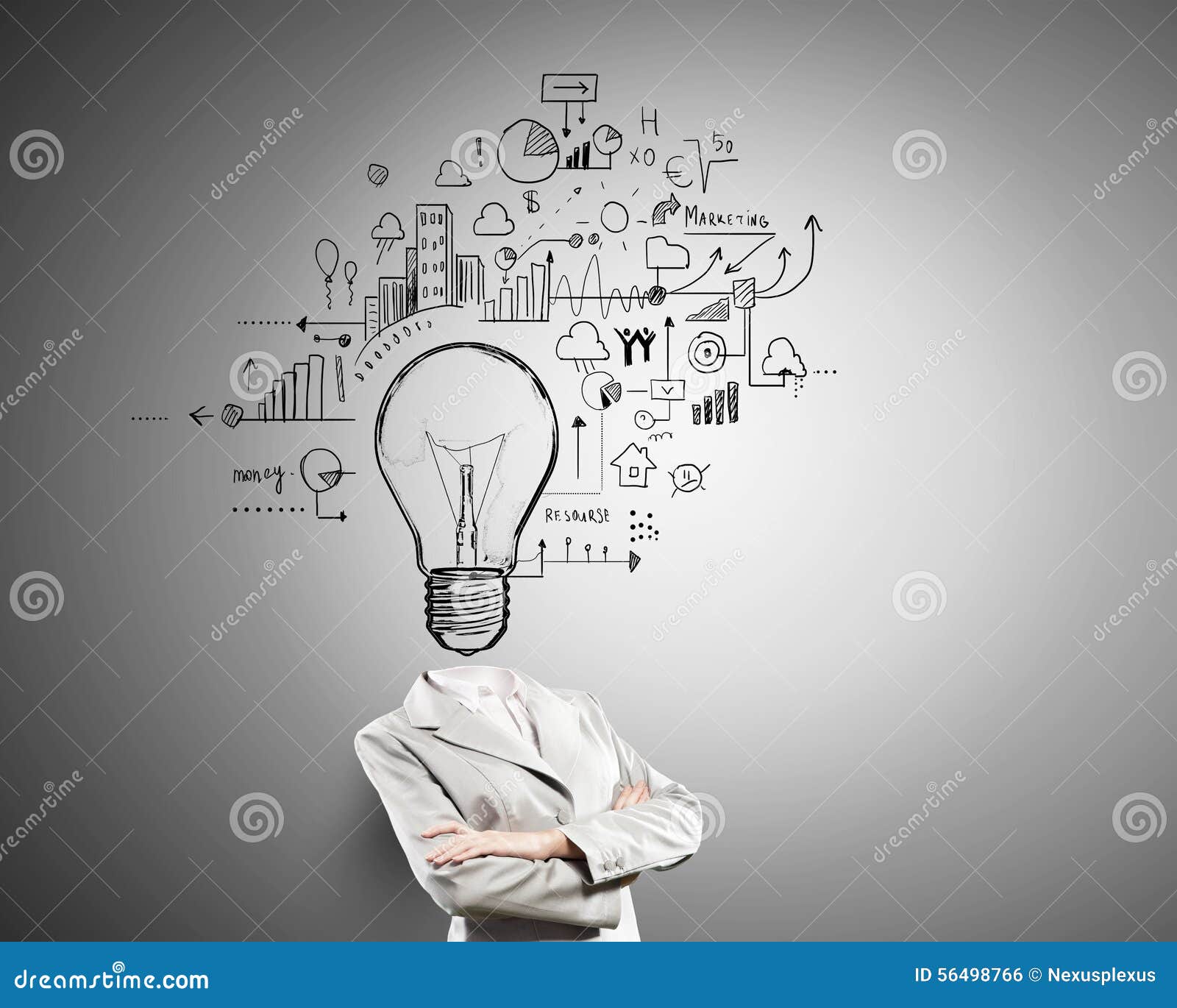 Tener gran idea en cabeza stock de ilustración. Ilustración de logro ...