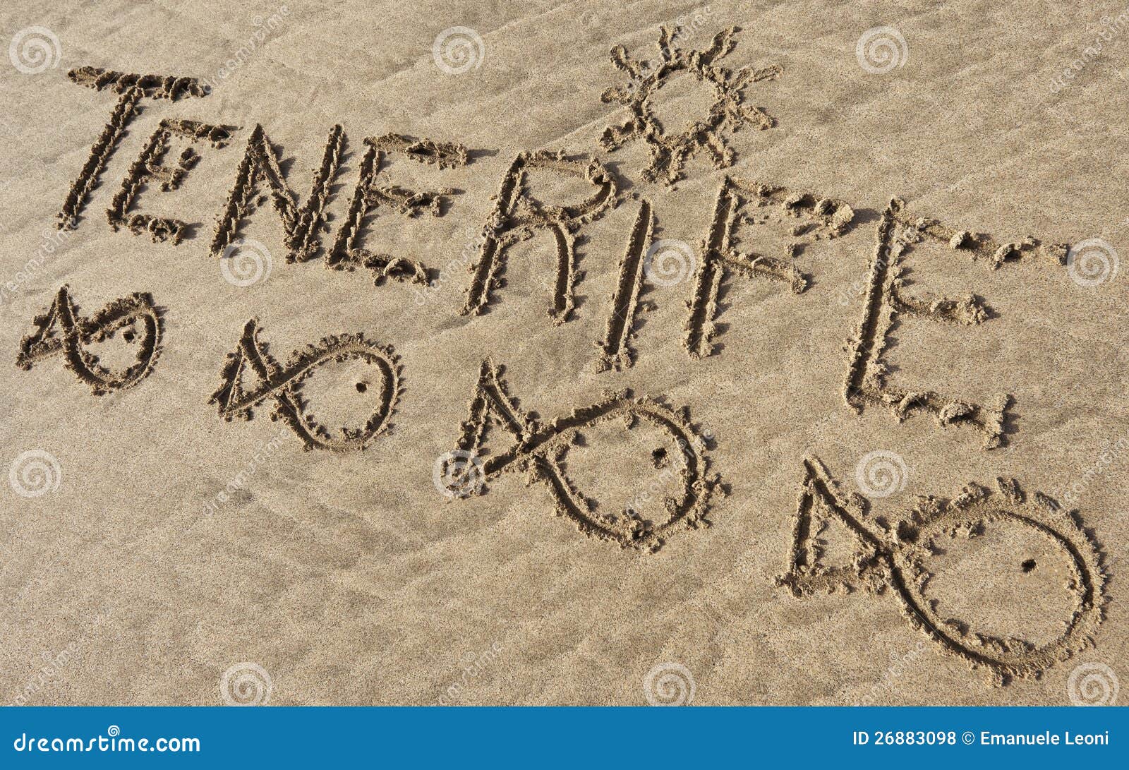 Tenerife, Sand Writing on the Beach of El Papagayo Stock Photo - Image ...