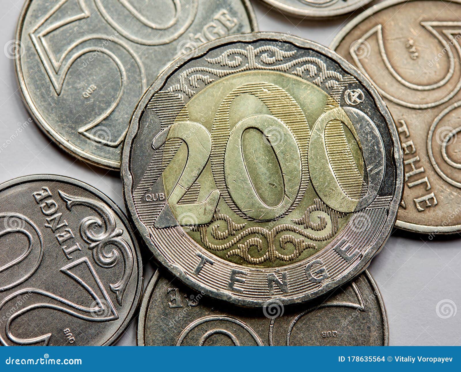 Tenge KZT. New Coin 200 Tenge and Old Tenge Banknotes Stock Photo ...