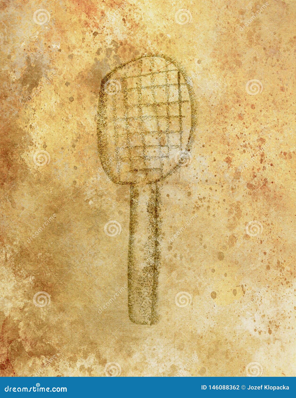 Tenis Racket, Pencil Drawing on Abstract Background. Stock Illustration ...