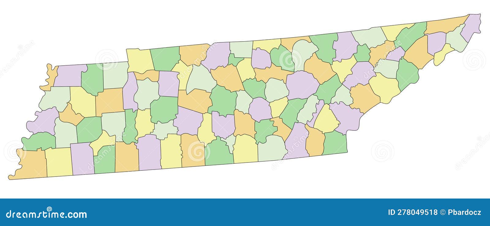 Tennessee - Detailed Editable Political Map. Stock Vector ...