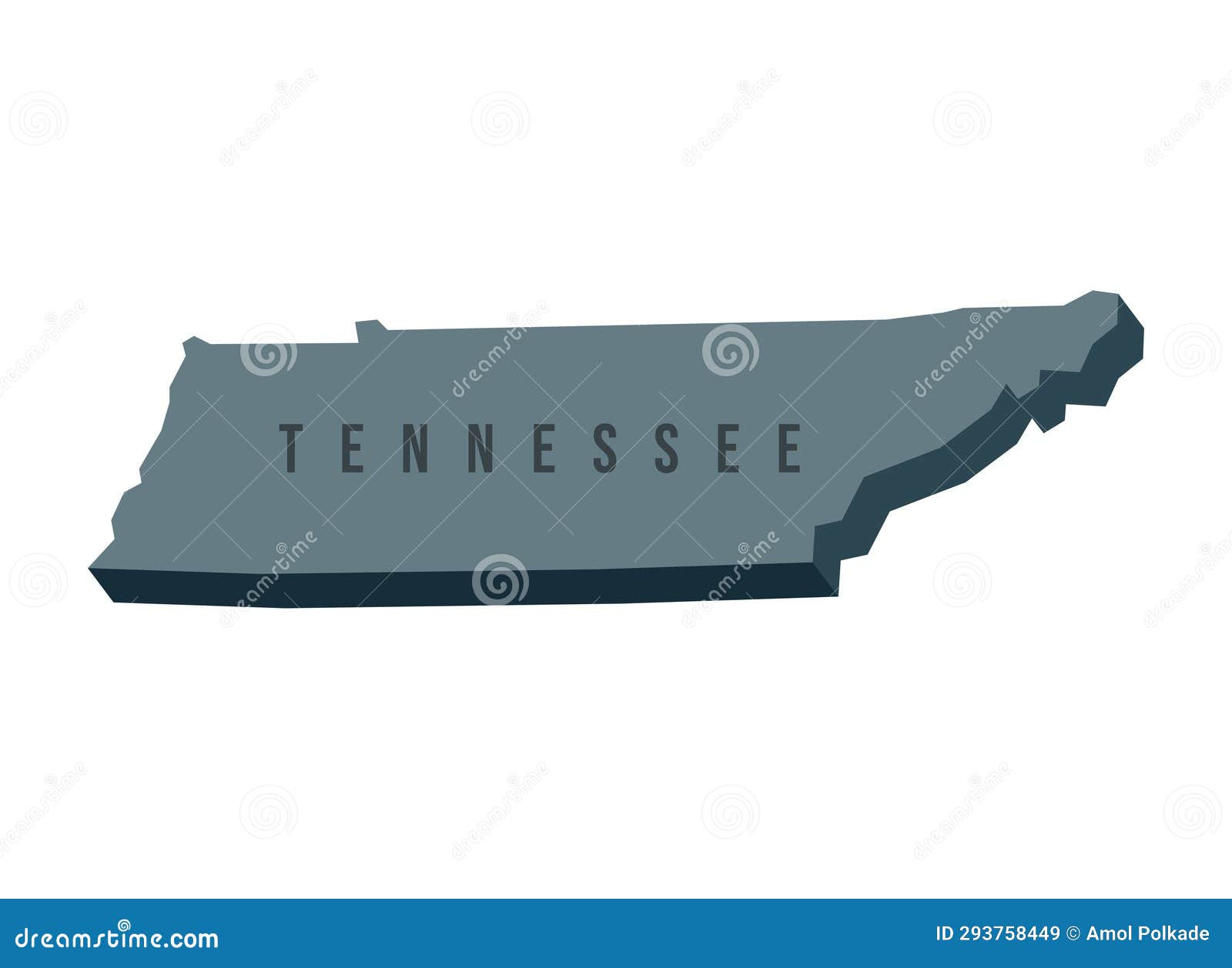 Tennessee 3D Map Vector Icon on White Background Stock Vector ...