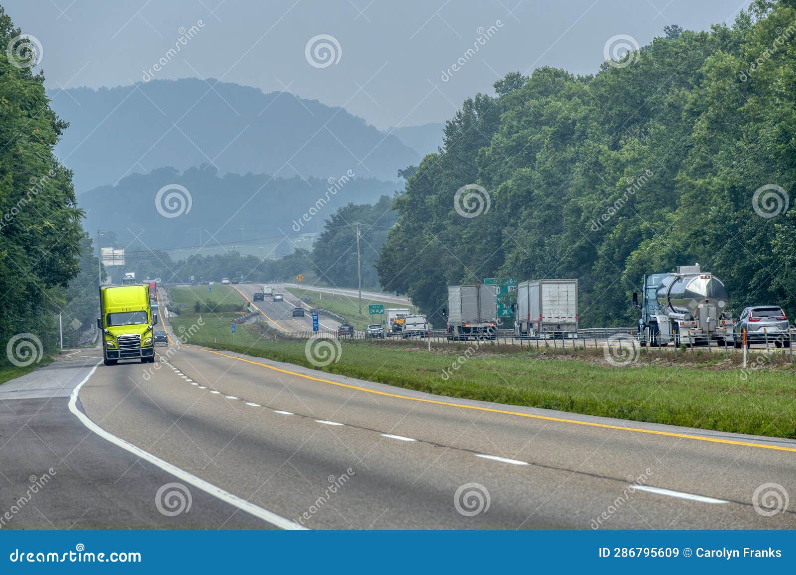 Tennessee Interstate Traffic with Copyspace Top and Bottom Stock Image ...