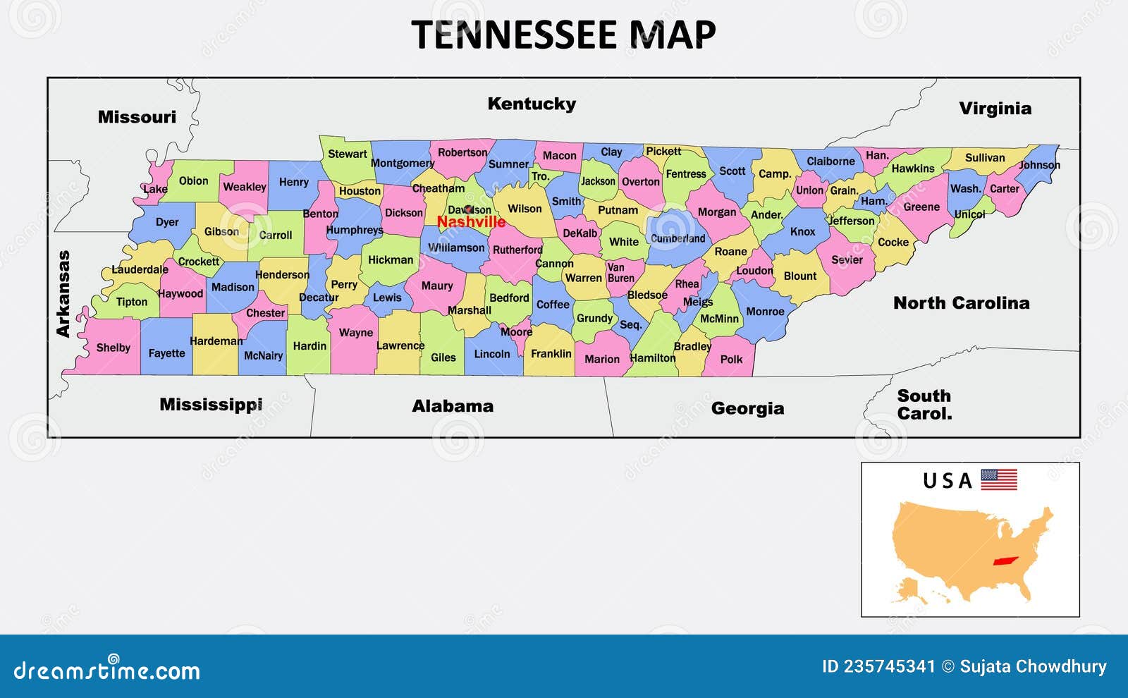 Tennessee Map. District Map Of Tennessee In District Map Of Tennessee ...