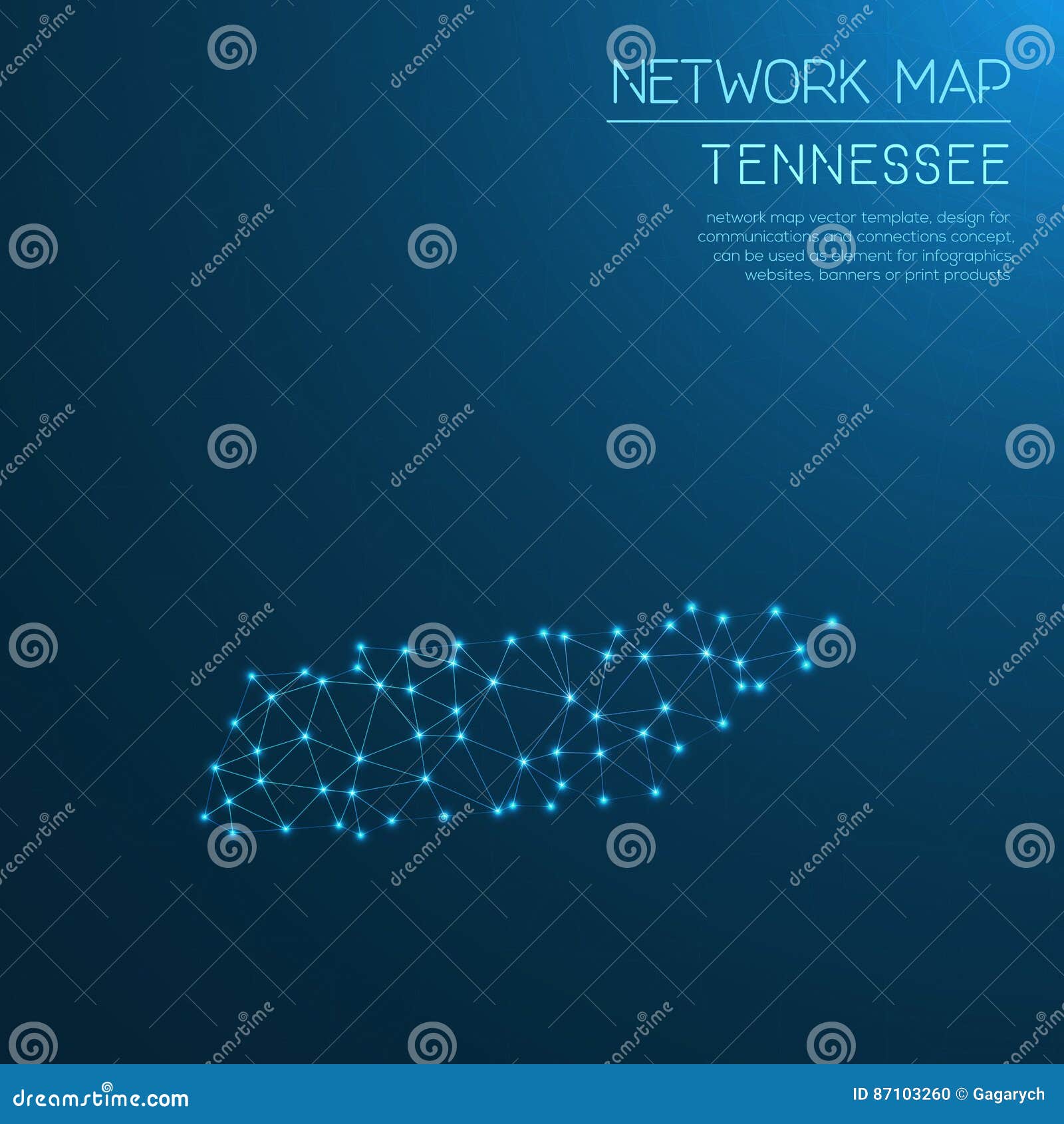 Tennessee network map. stock vector. Illustration of dark - 87103260