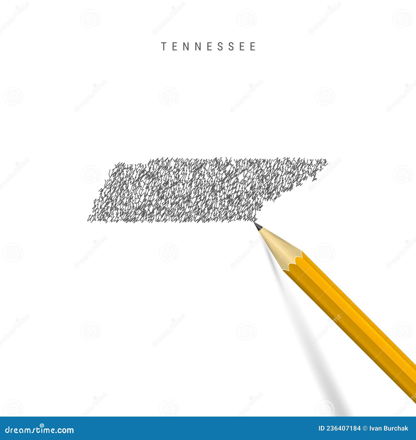 Tennessee Sketch Scribble Map Isolated on White Background. Hand Drawn Vector Map of Tennessee ...