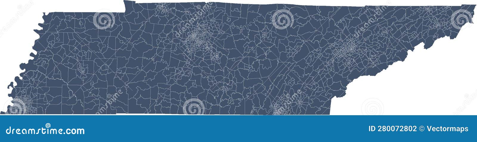 US Tennessee State Map with Census Tracts Boundaries Stock Vector ...