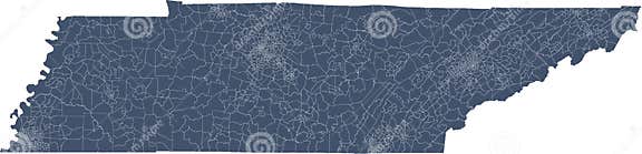 US Tennessee State Map with Census Tracts Boundaries Stock Vector ...